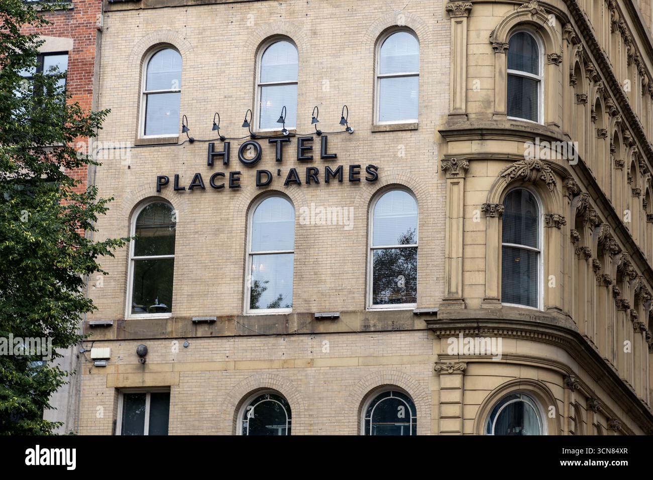Montreal, Canada - July 5, 2025: Facade of Hotel Place d'Armes building ...