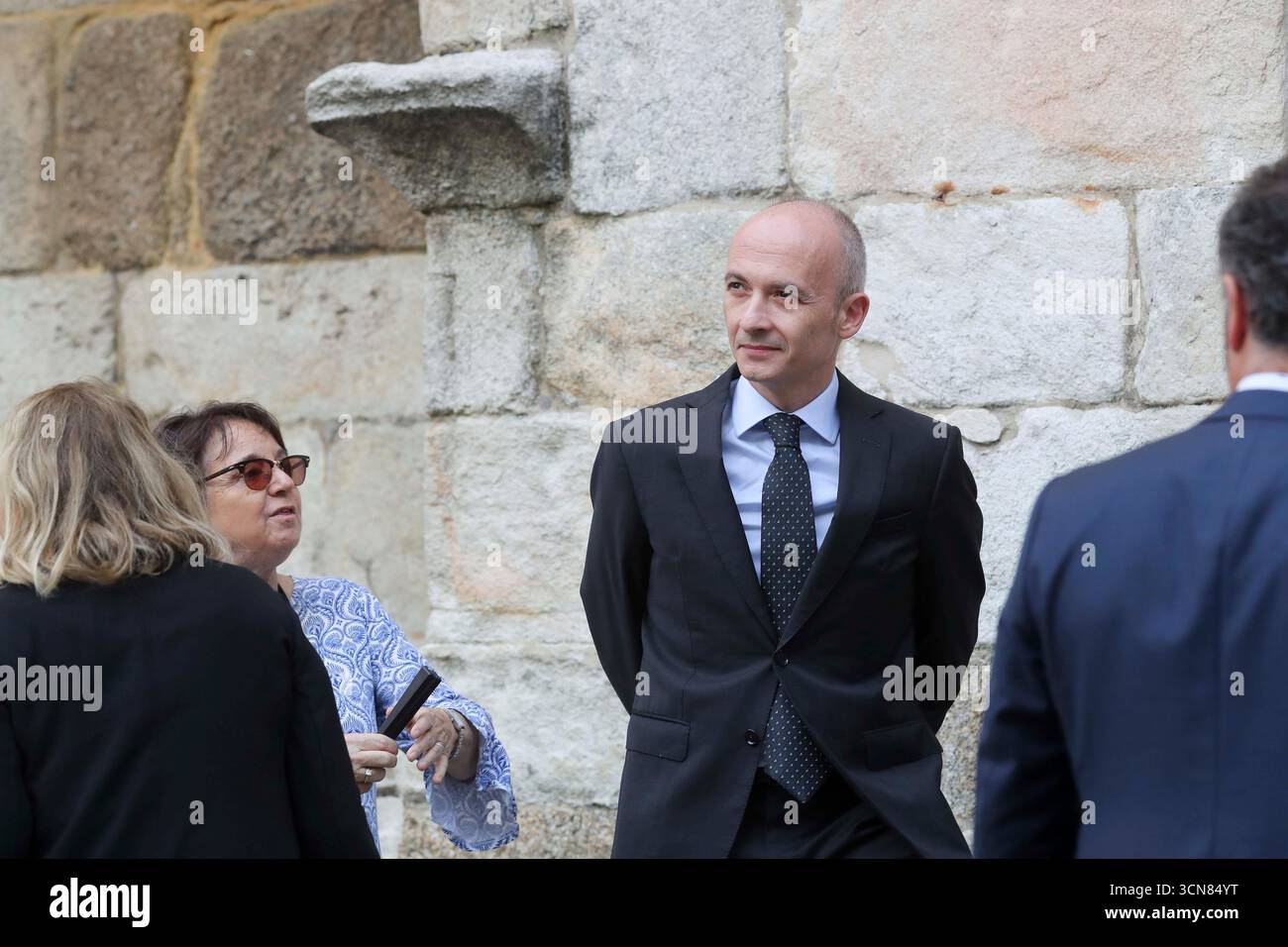 The CEO of the Inditex Group, Óscar García Maceiras (c), attends the ...