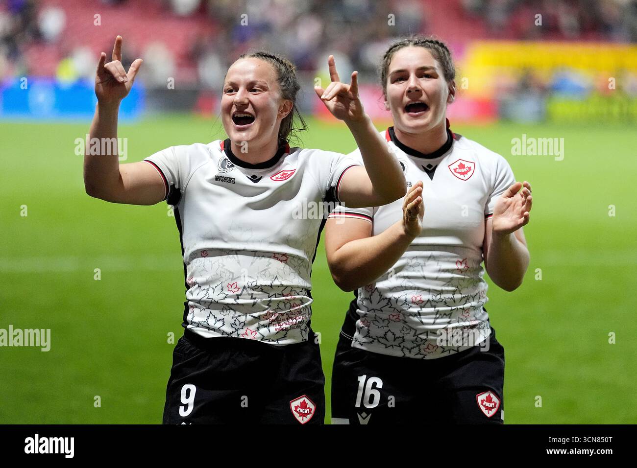 Canada's Justine Pelletier (left) and Gillian Boag celebrate after the ...