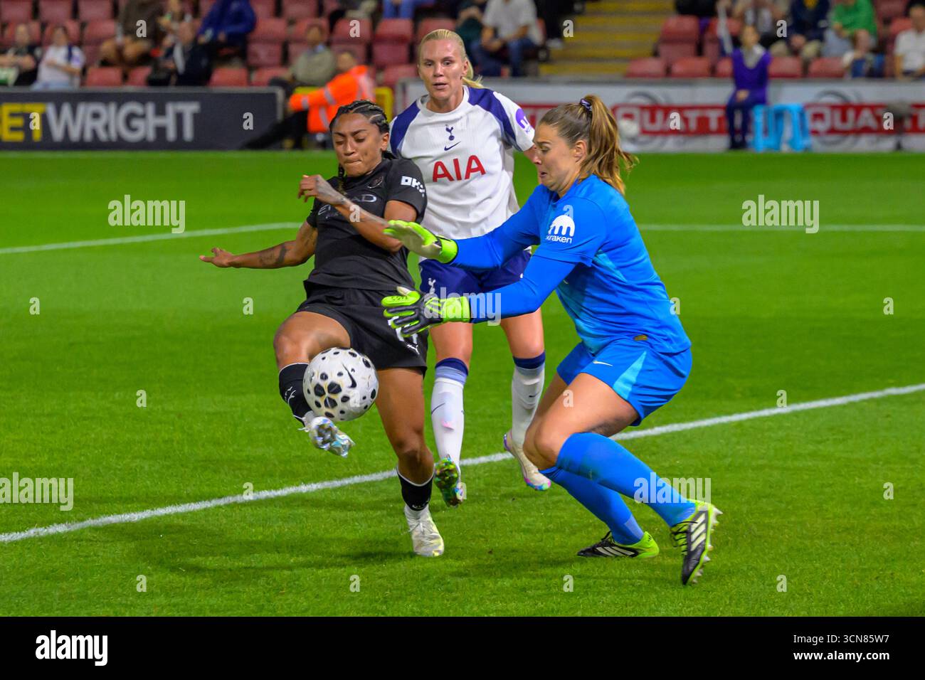Kerolin Nicoli (14 Manchester City) taking a chance on goal during the ...