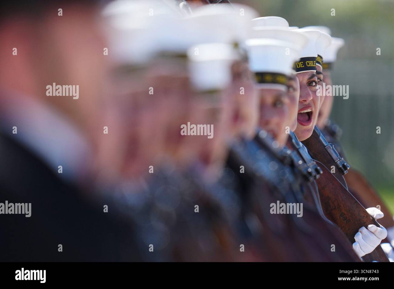 Chilean Navy officers march during a military parade on Independence ...