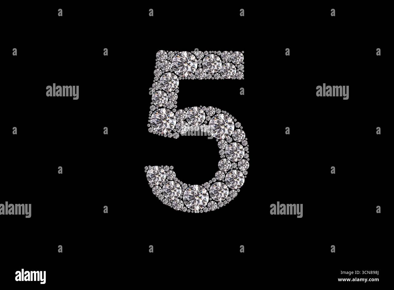 A close up of the number 5 made of diamonds. The diamond pattern is ...