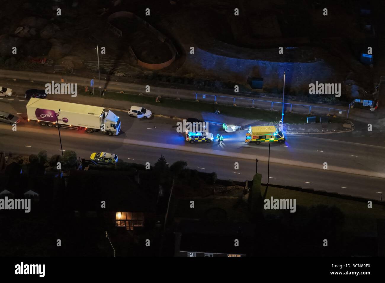 Editors note GRAPHIC CONTENT *** The A61 Harborough Hill Rd is closed ...