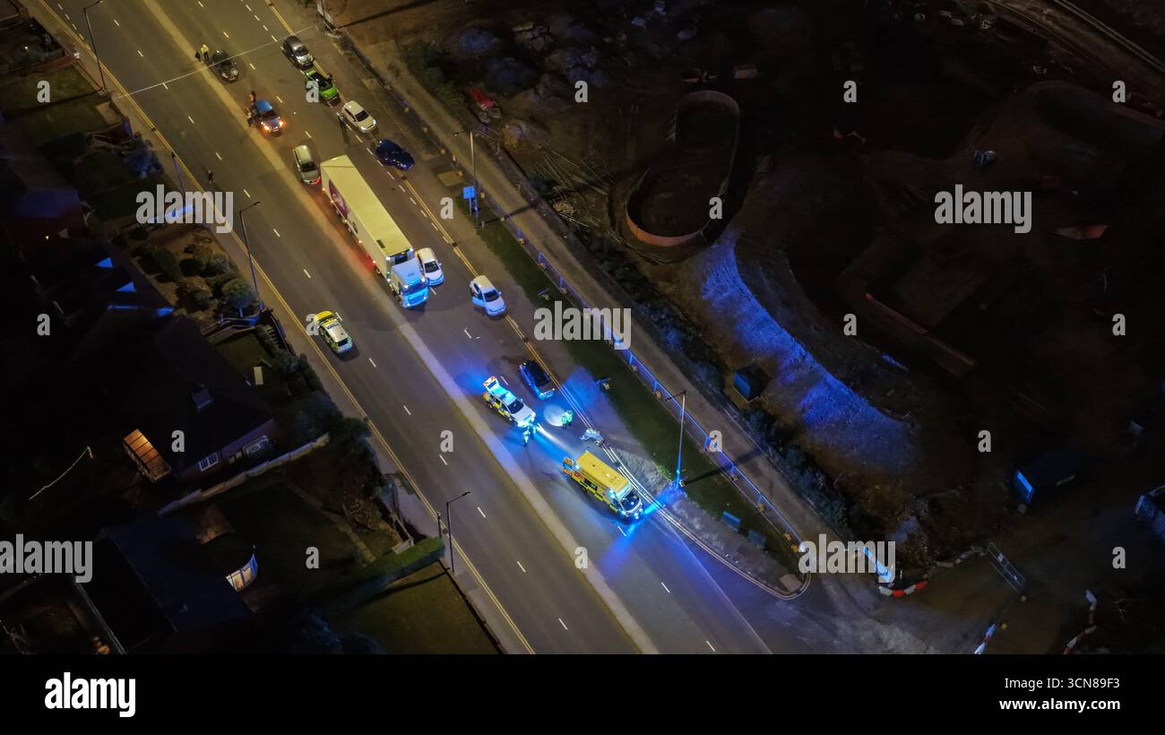 Editors note GRAPHIC CONTENT *** The A61 Harborough Hill Rd is closed ...