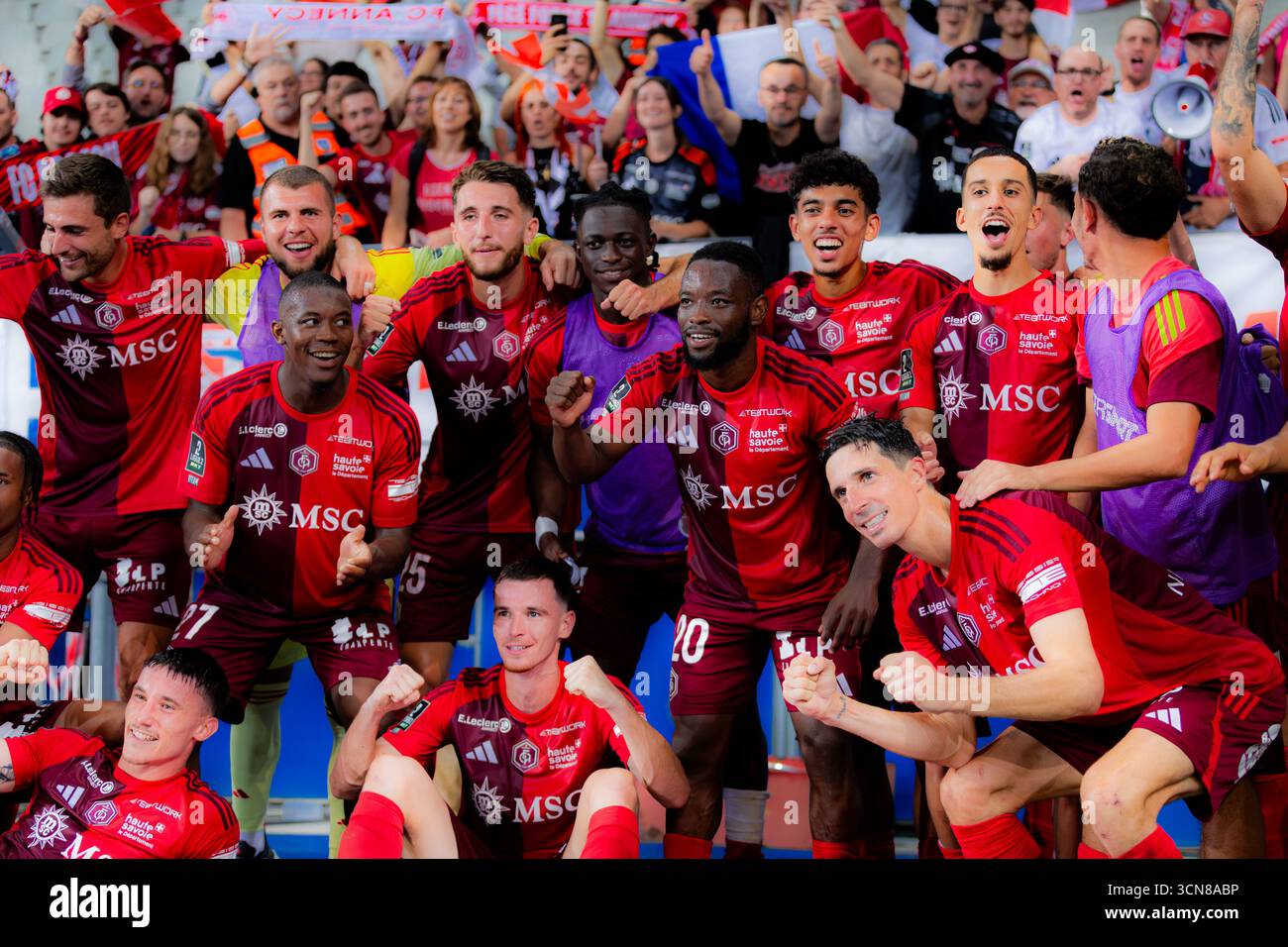Annecy Team in action during the French Second Division Soccer ...