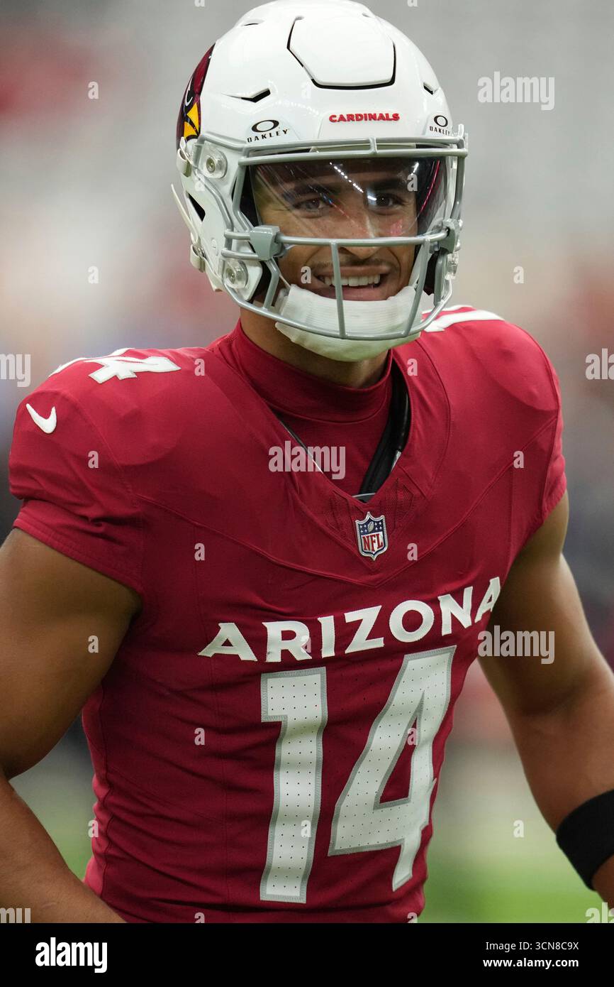Arizona Cardinals wide receiver Michael Wilson (14) warms up before an ...