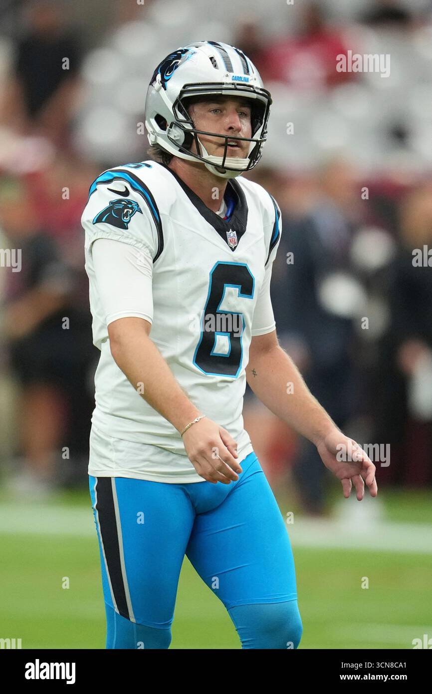 Carolina Panthers punter Sam Martin (6) warms up before an NFL football ...