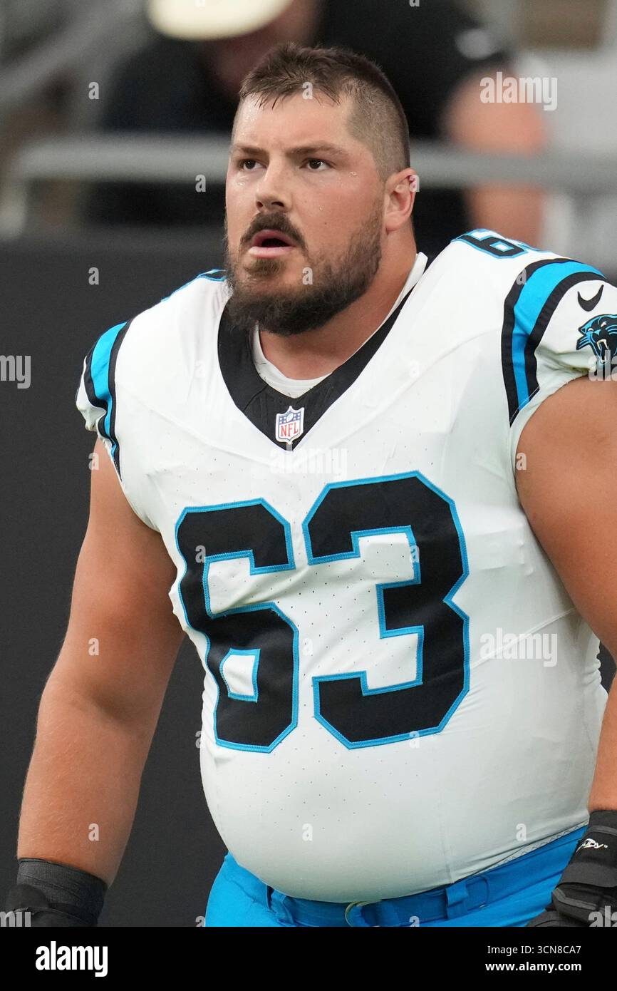 Carolina Panthers center Austin Corbett (63) warms up before an NFL ...