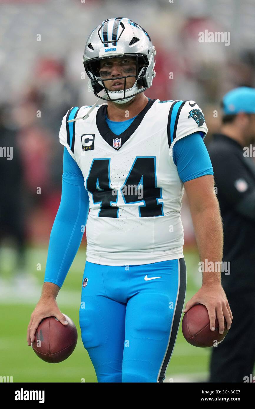 Carolina Panthers long snapper JJ. Jansen (44) warms up before an NFL ...