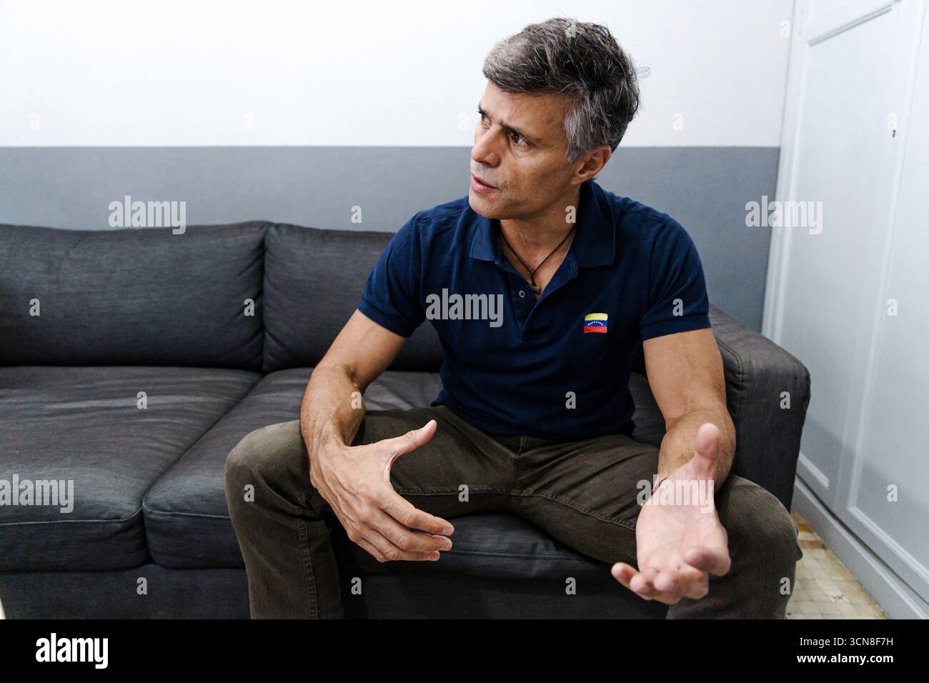 Venezuelan opposition leader Leopoldo Lopez during an interview for ...