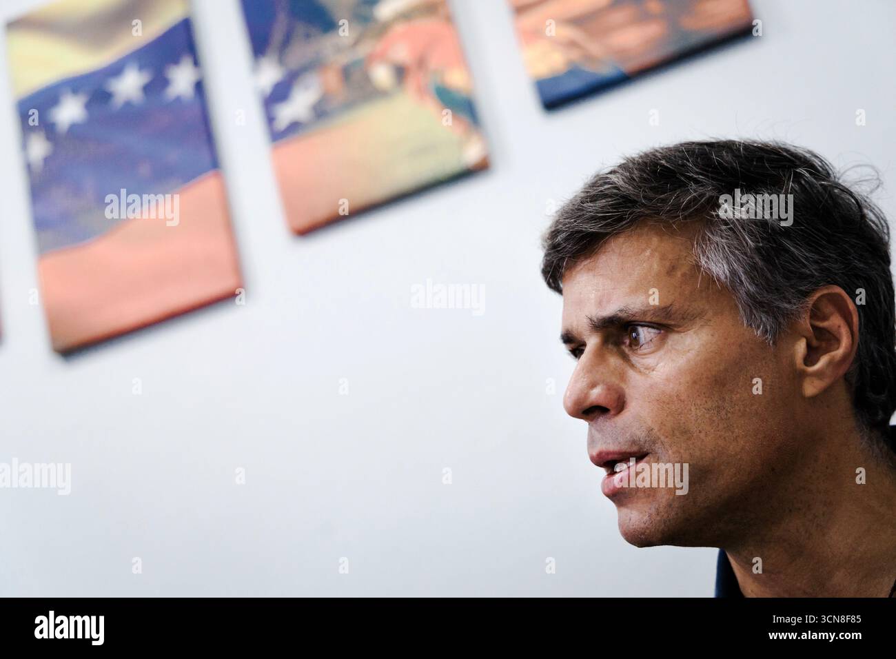 Venezuelan opposition leader Leopoldo Lopez during an interview for ...