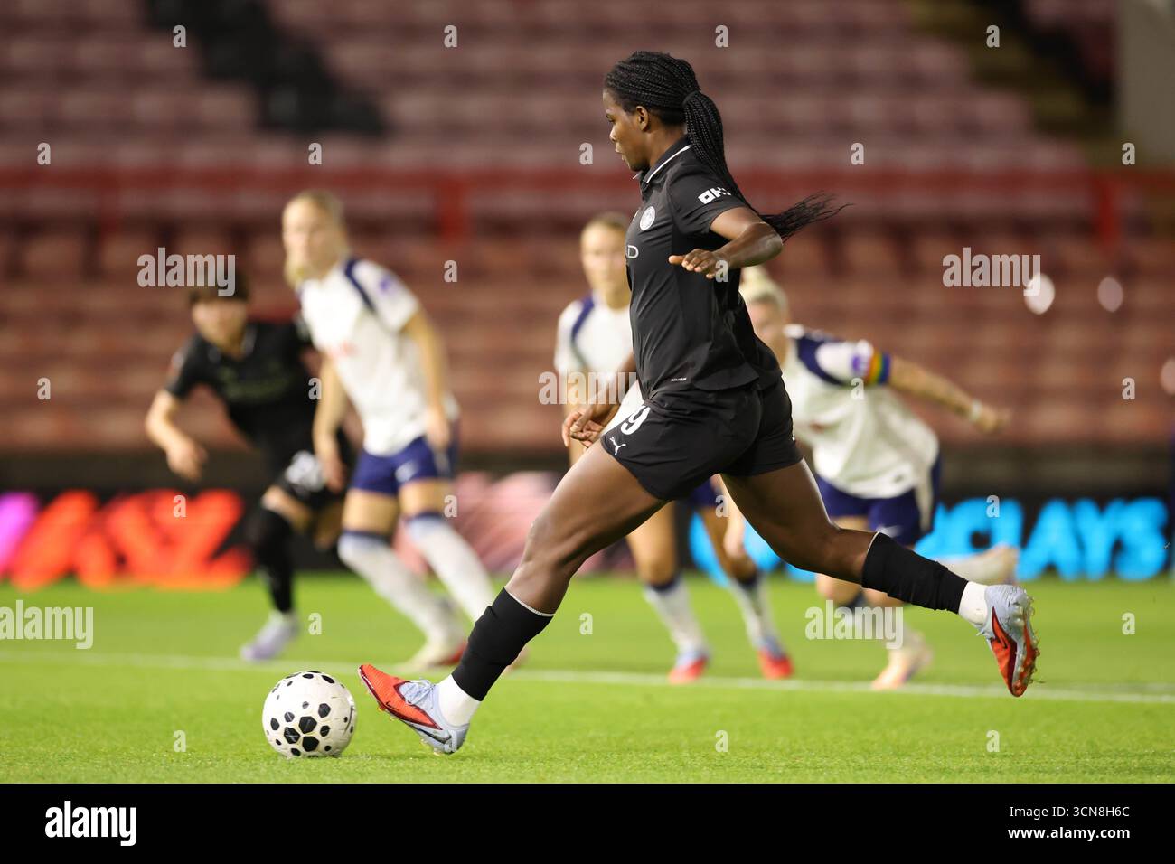 Khadija Shaw, of Manchester City Women, takes the penalty during the ...