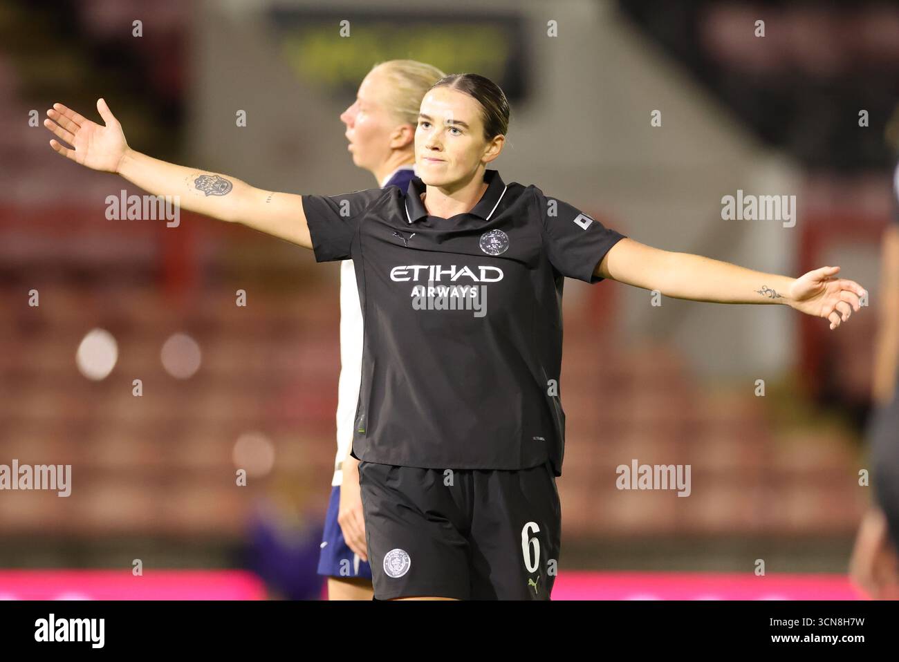 Grace Clinton, of Manchester City Women, celebrates her goal during the ...