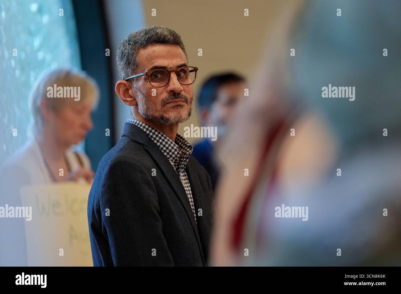 Ayman Soliman is seen after being released from ICE Custody during a ...