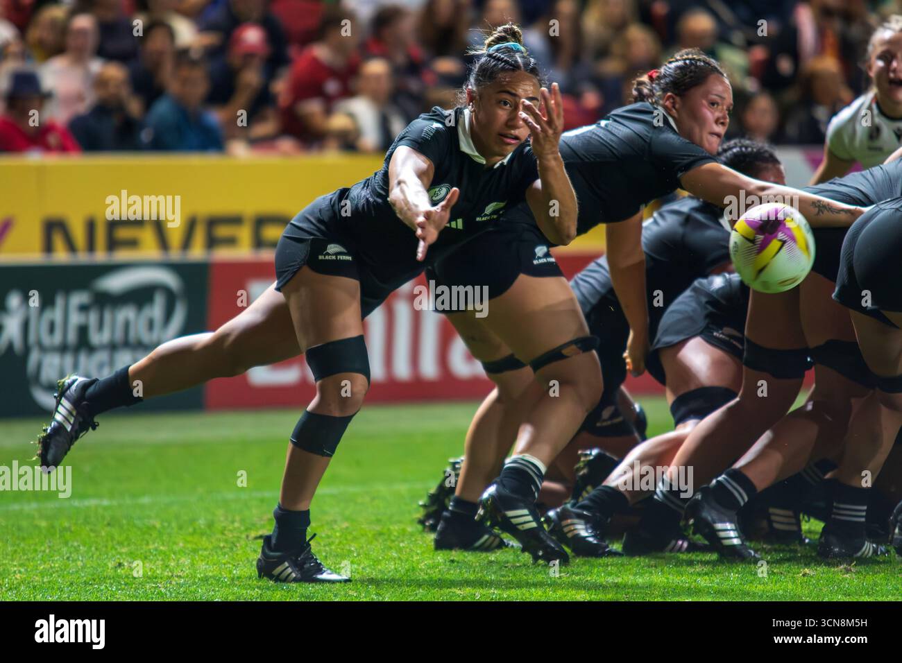 Bristol, UK, 19th September 2025 New Zealand scrum half Risi Pouri-Lane spins the ball out of ...