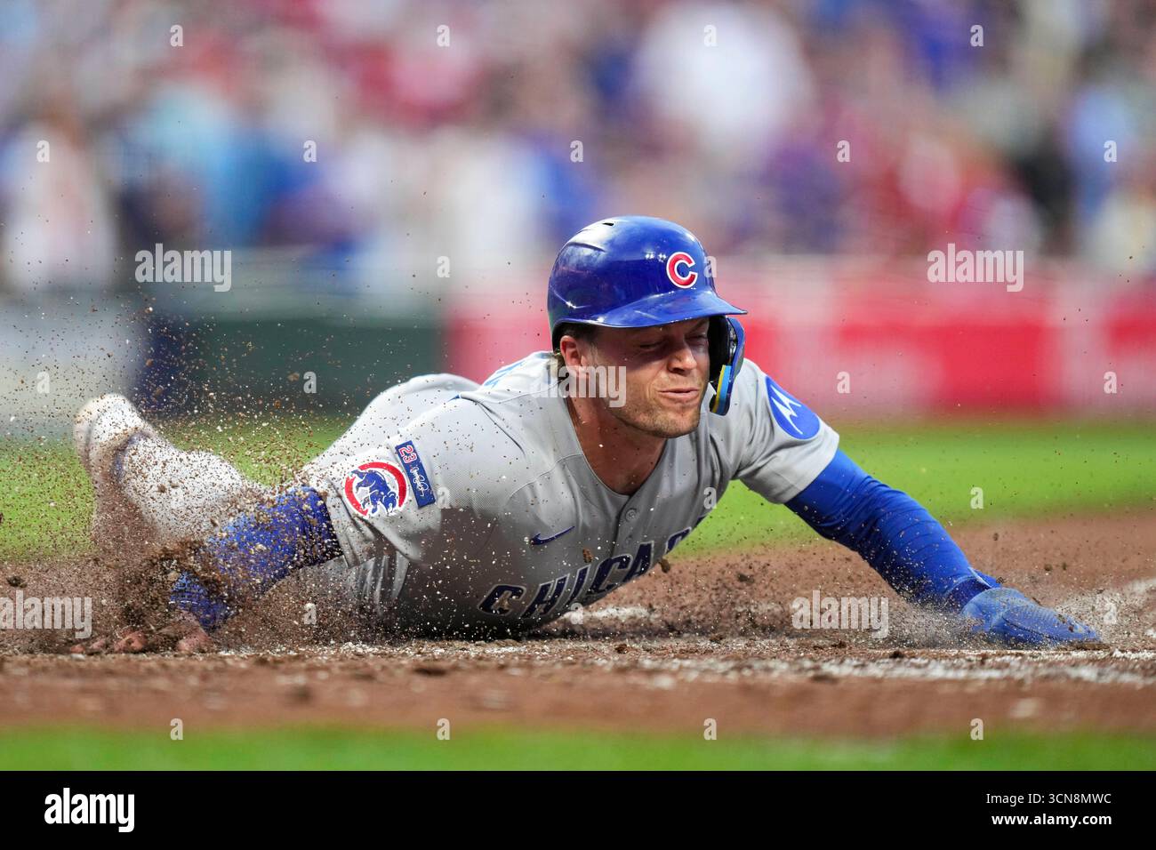 Chicago Cubs' Nico Hoerner scores on an RBI double hit by Ian Happ ...