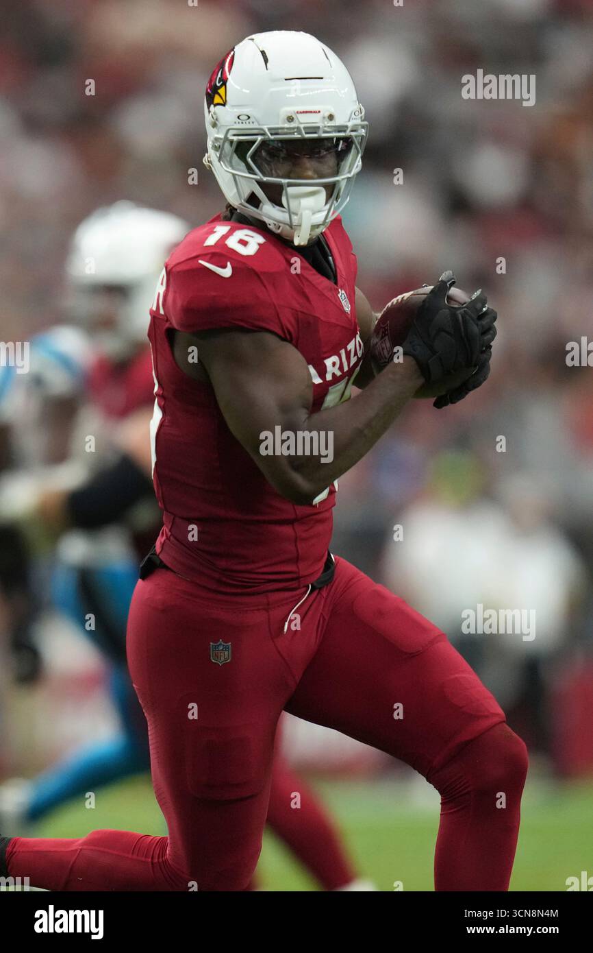 Arizona Cardinals wide receiver Marvin Harrison Jr. (18) runs the ball ...