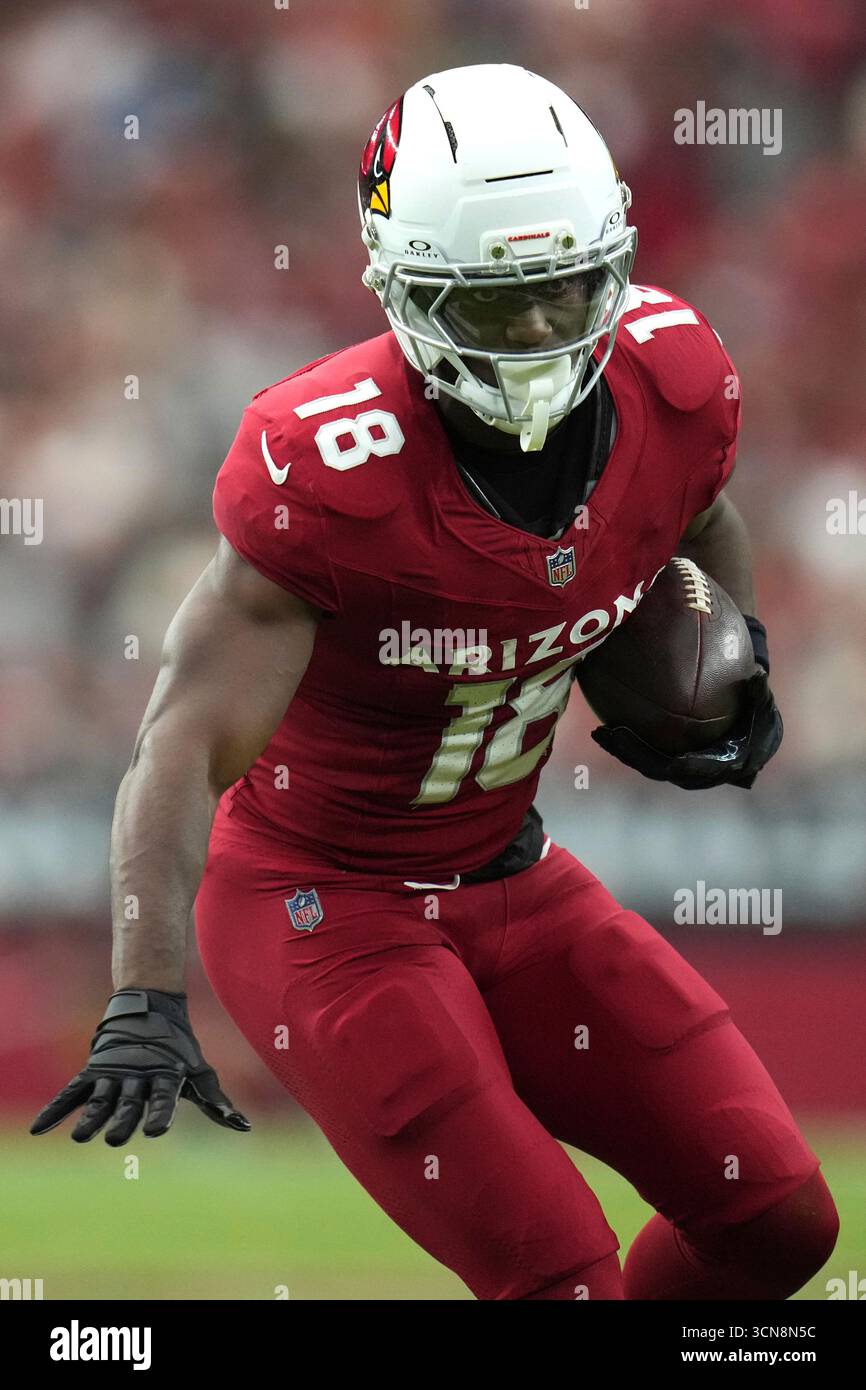 Arizona Cardinals wide receiver Marvin Harrison Jr. (18) runs the ball ...