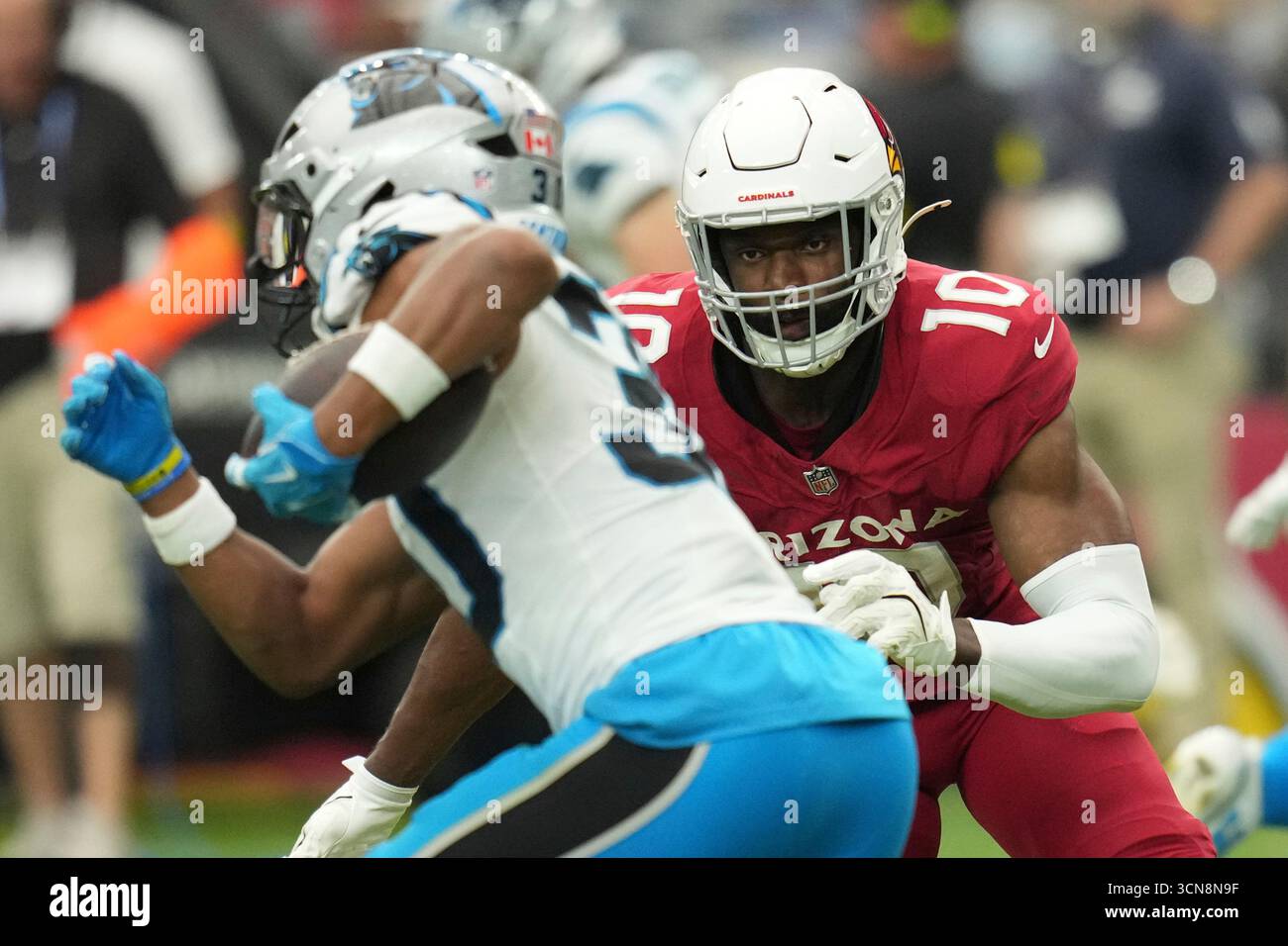Arizona Cardinals outside linebacker Josh Sweat (10) lines up against ...