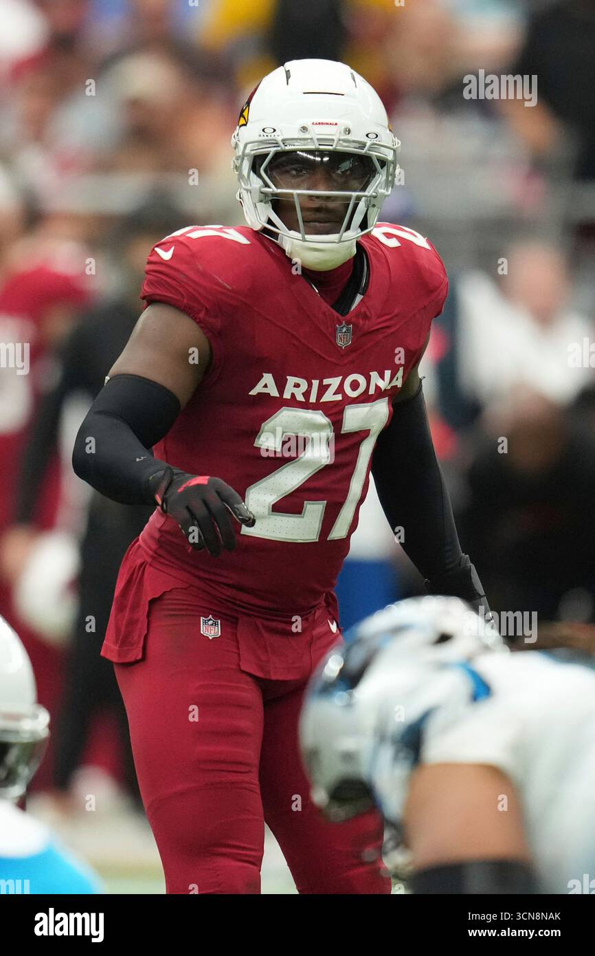 Arizona Cardinals linebacker Akeem Davis-Gaither (27) lines up against ...