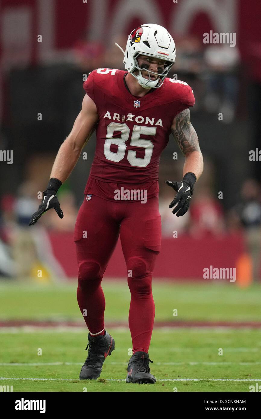 Arizona Cardinals tight end Trey McBride (85) lines up against the ...