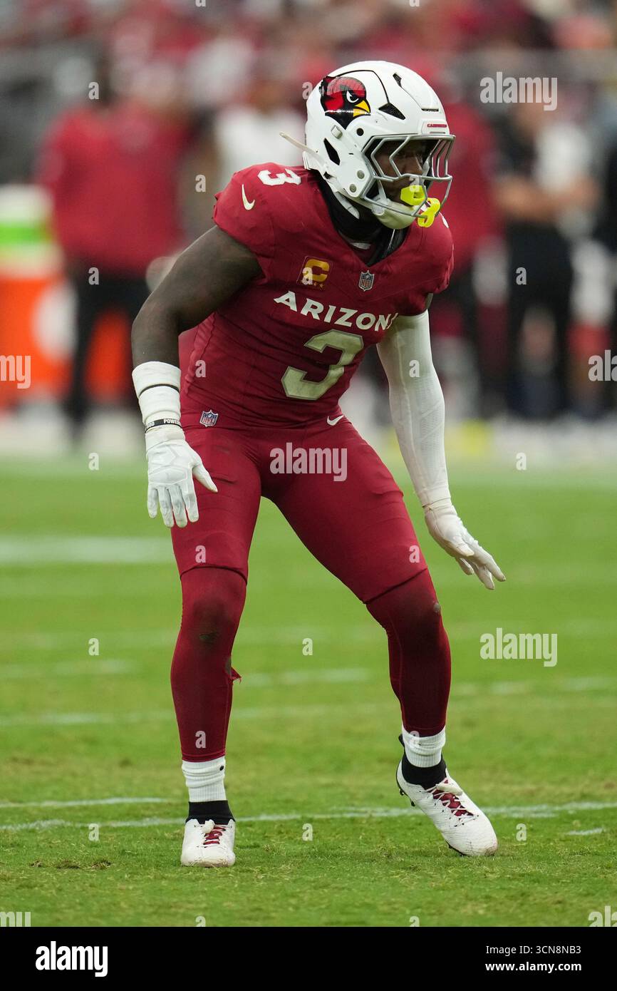 Arizona Cardinals safety Budda Baker (3) lines up against the Carolina ...