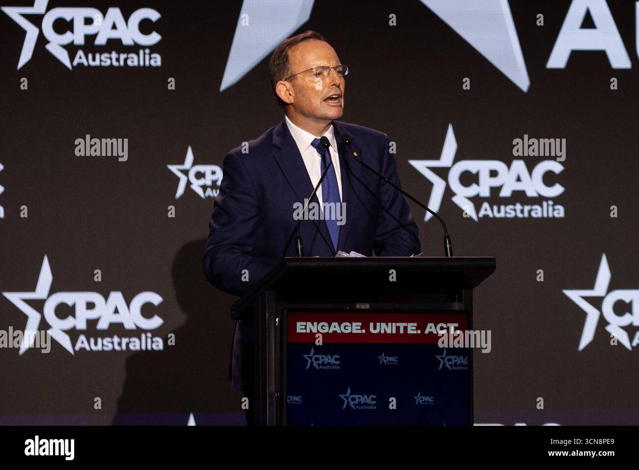 Former Australian Prime Minister Tony Abbott speaks during the CPAC ...