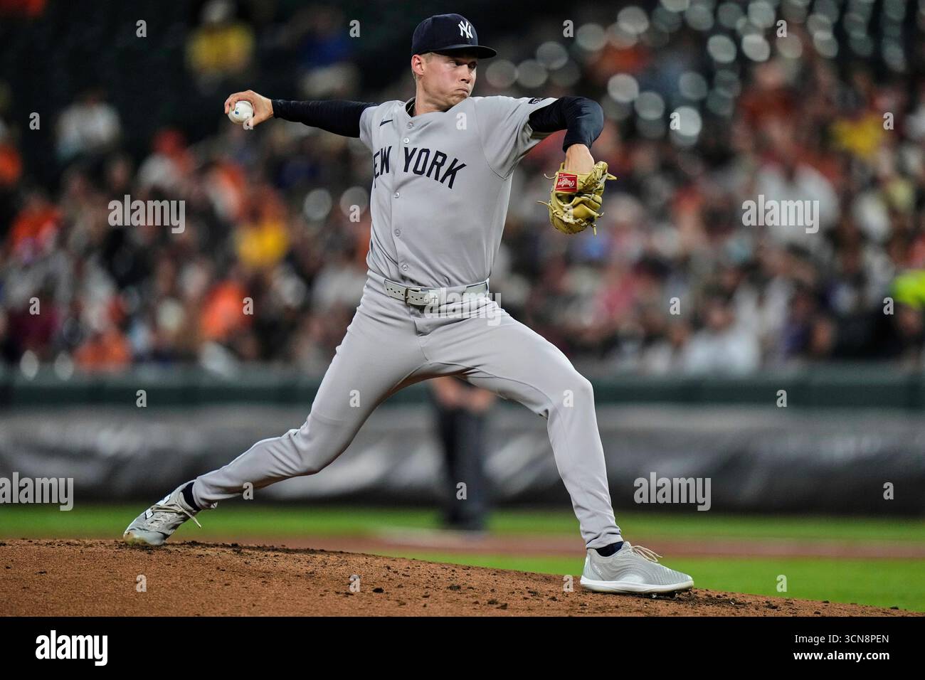 New York Yankees starting pitcher Will Warren delivers during the ...