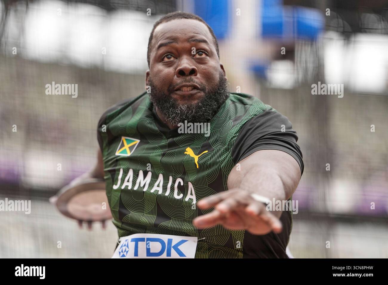 Jamaica's Chad Wright competes in the men's discus throw qualification ...