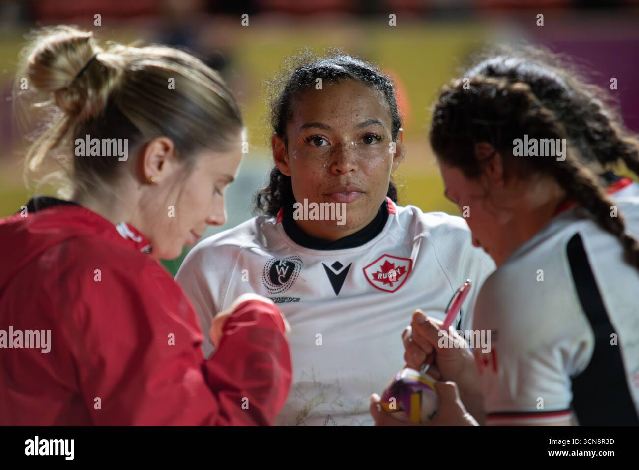 Bristol, UK, 19th September 2025 Canada wing Asia Hogan-Rochester signs ...