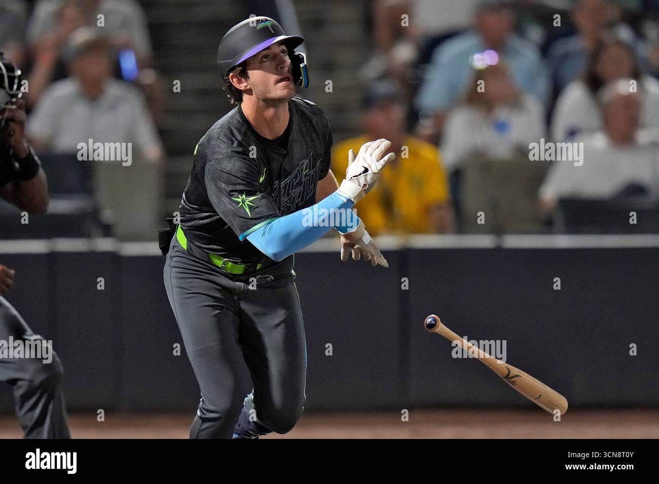 Tampa Bay Rays' Carson Williams watches his home run off Boston Red Sox ...