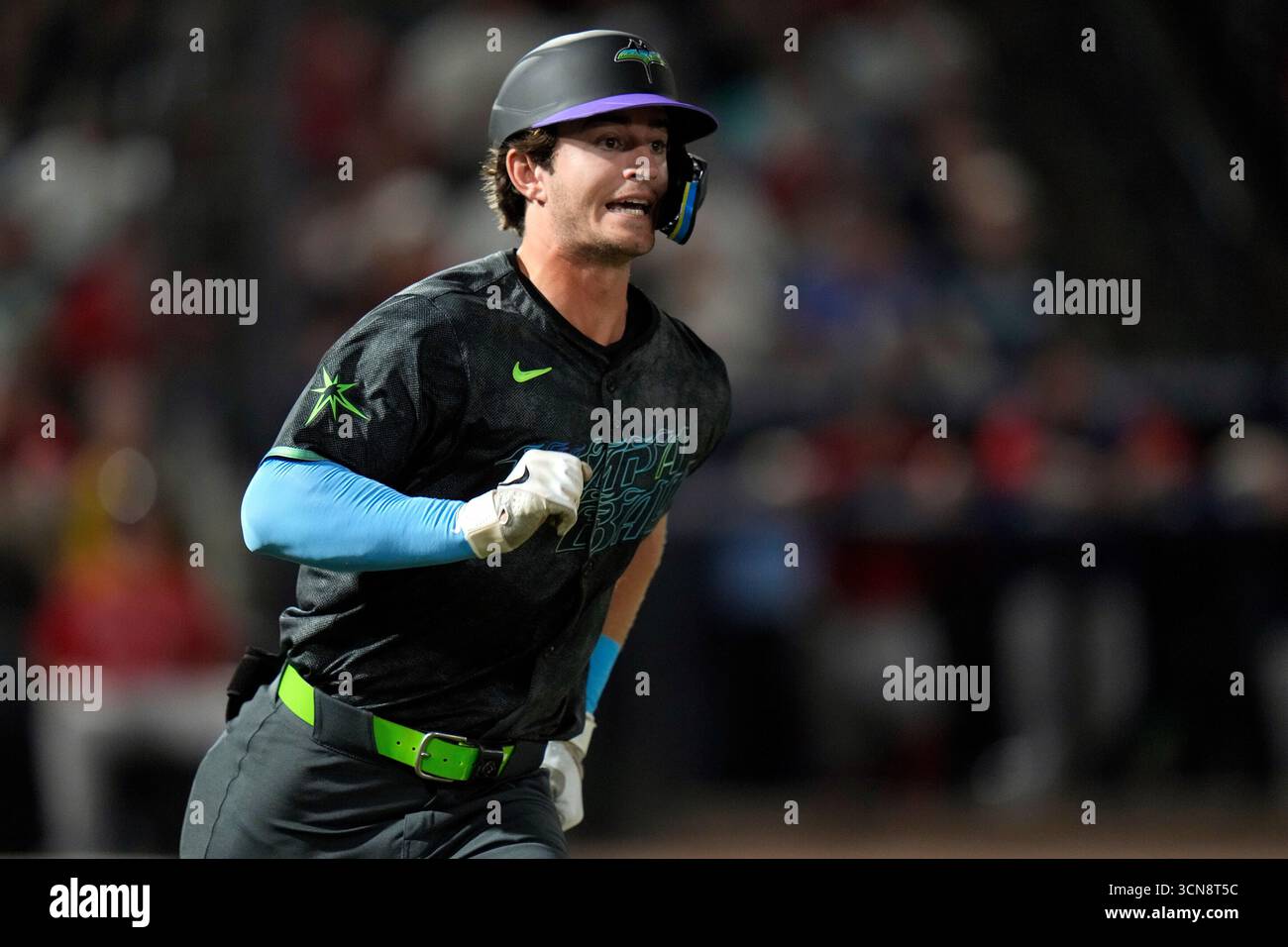 Tampa Bay Rays' Carson Williams runs the bases after his solo home run ...