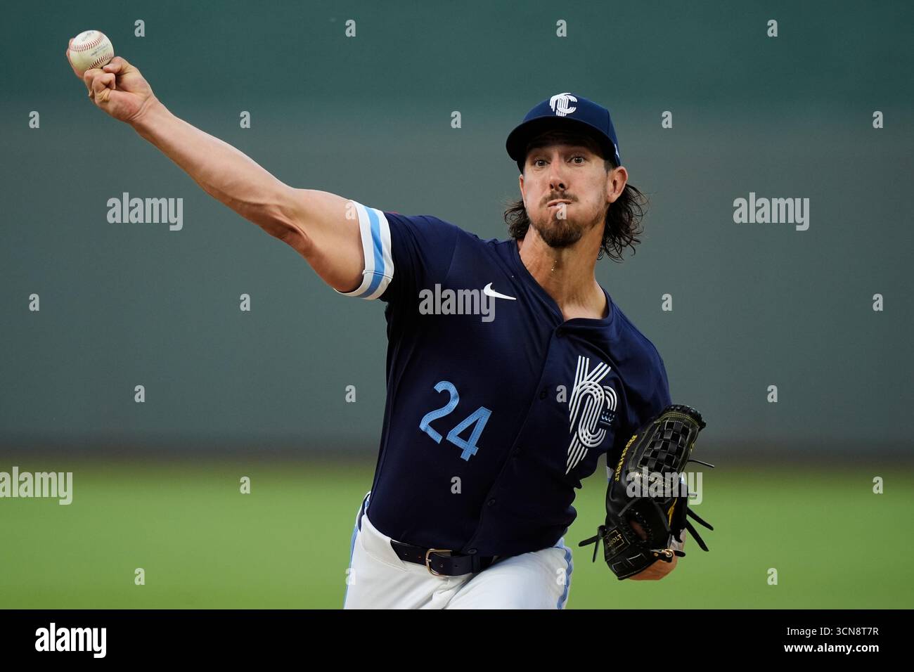 Kansas City Royals starting pitcher Michael Lorenzen throws during the ...