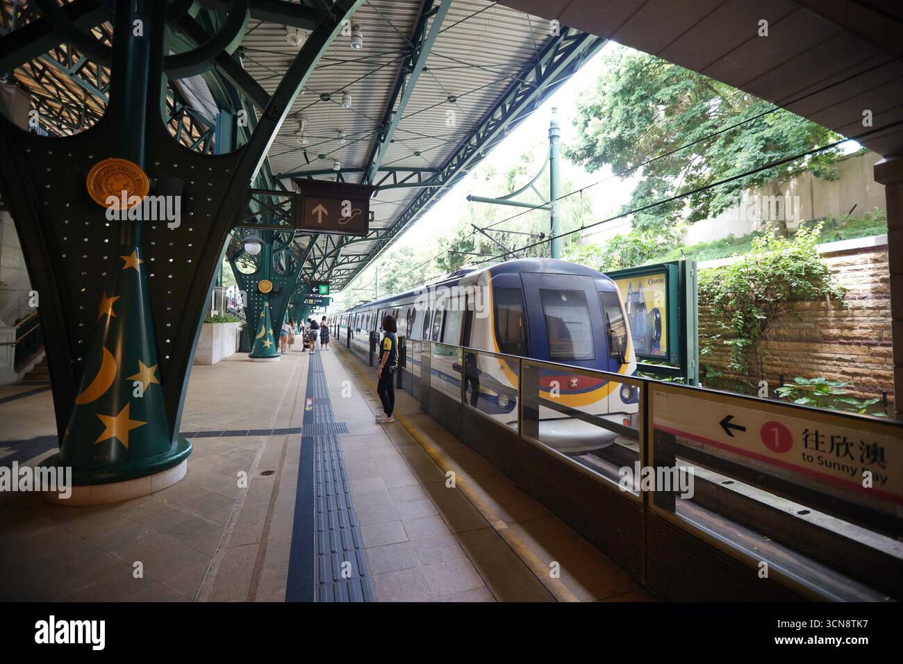 A train is running at the Disneyland Resort in Hong Kong MTR Disneyland Resort Line on September ...