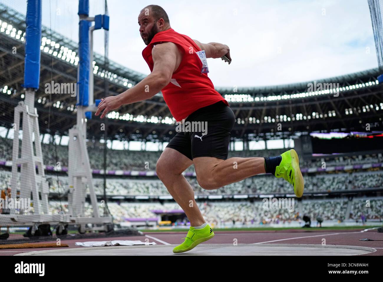 Austria's Lukas Weisshaidinger competes during the men's discus throw ...