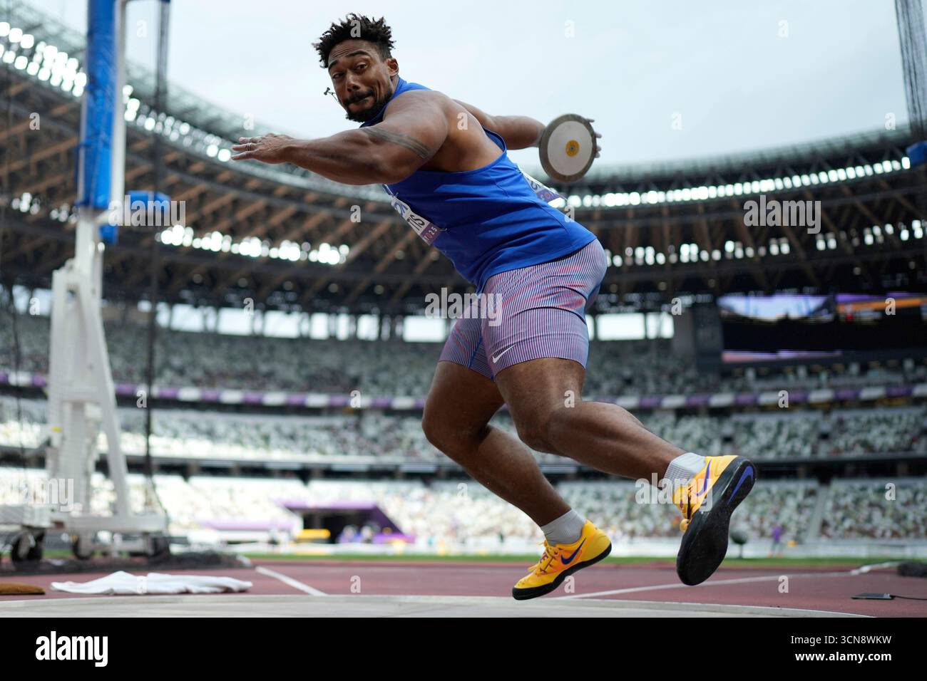 United States' Sam Mattis competes during the men's discus throw ...
