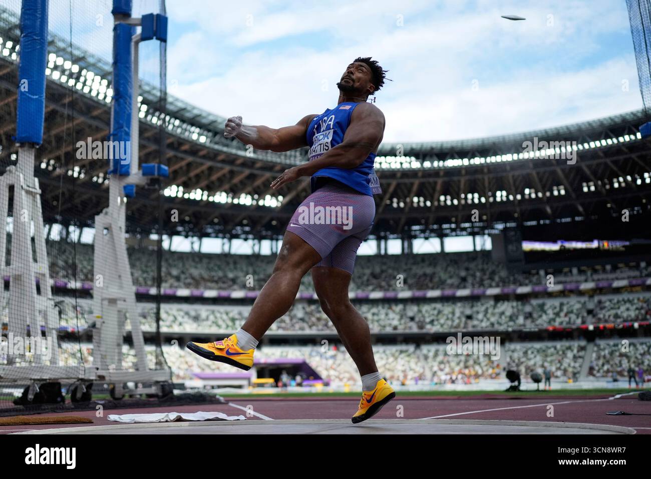 United States' Sam Mattis competes during the men's discus throw ...