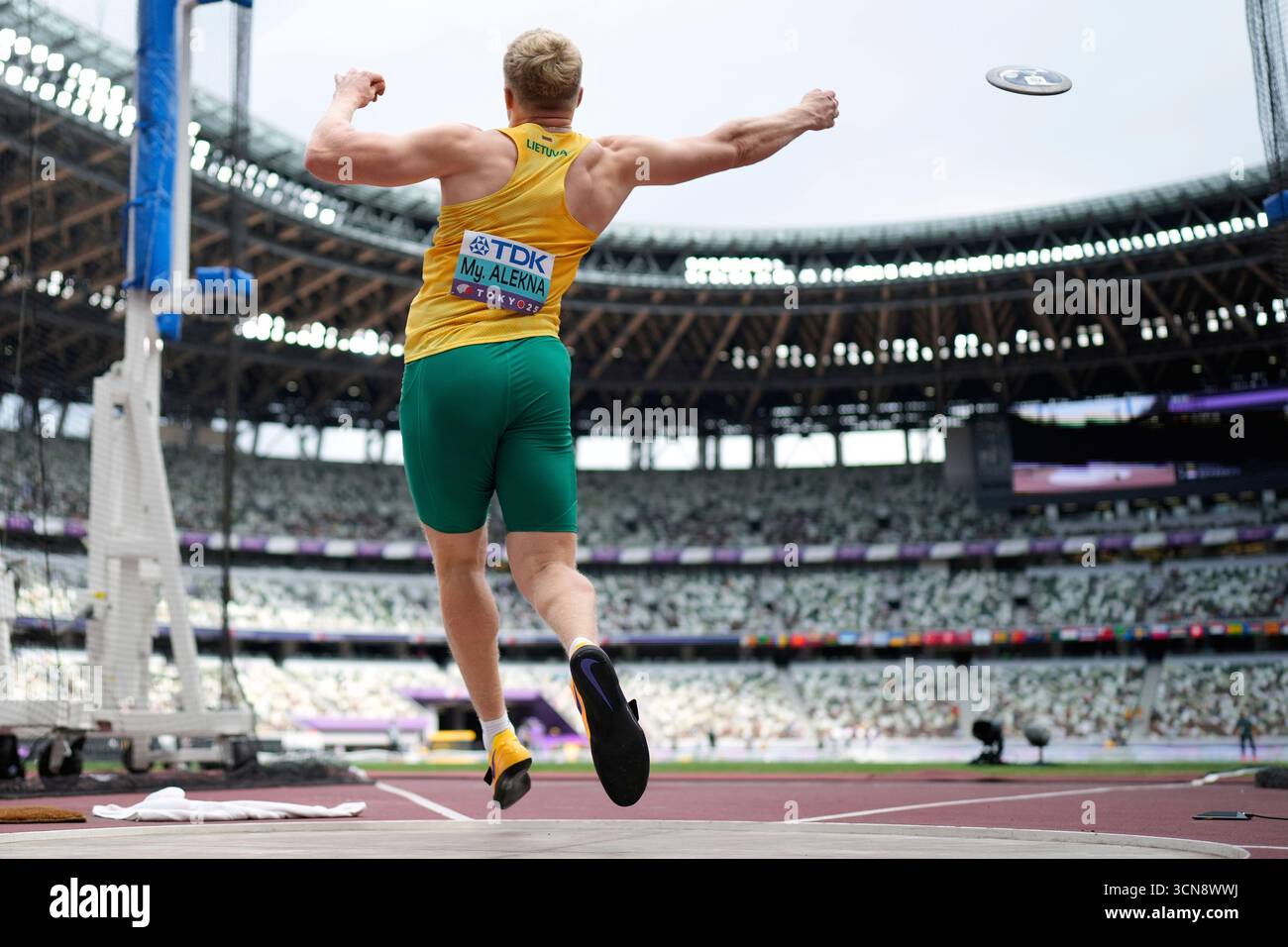 Lithuania's Mykolas Alekna competes during the men's discus throw ...
