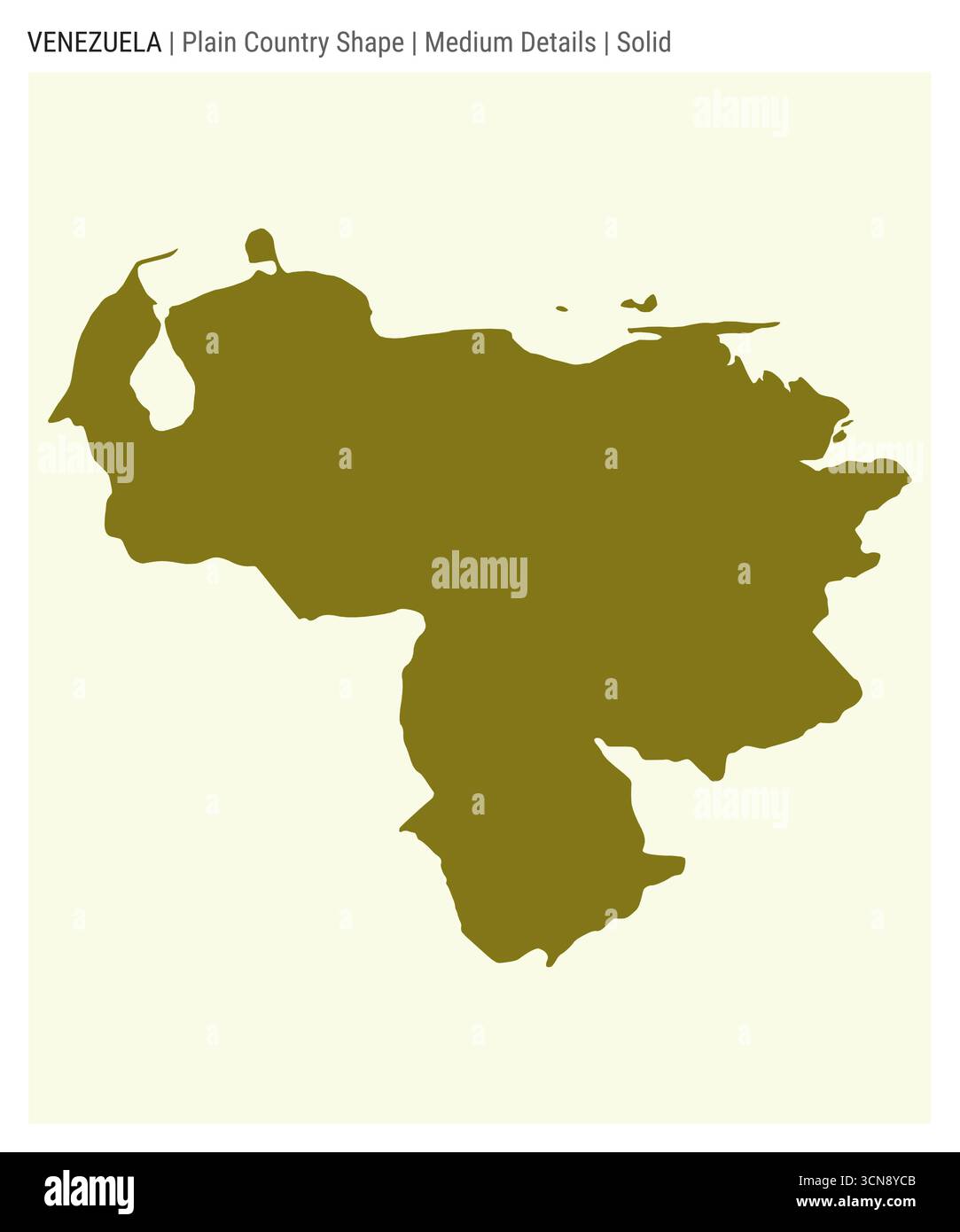 Venezuela plain country map. Medium details. Solid style. Shape of ...