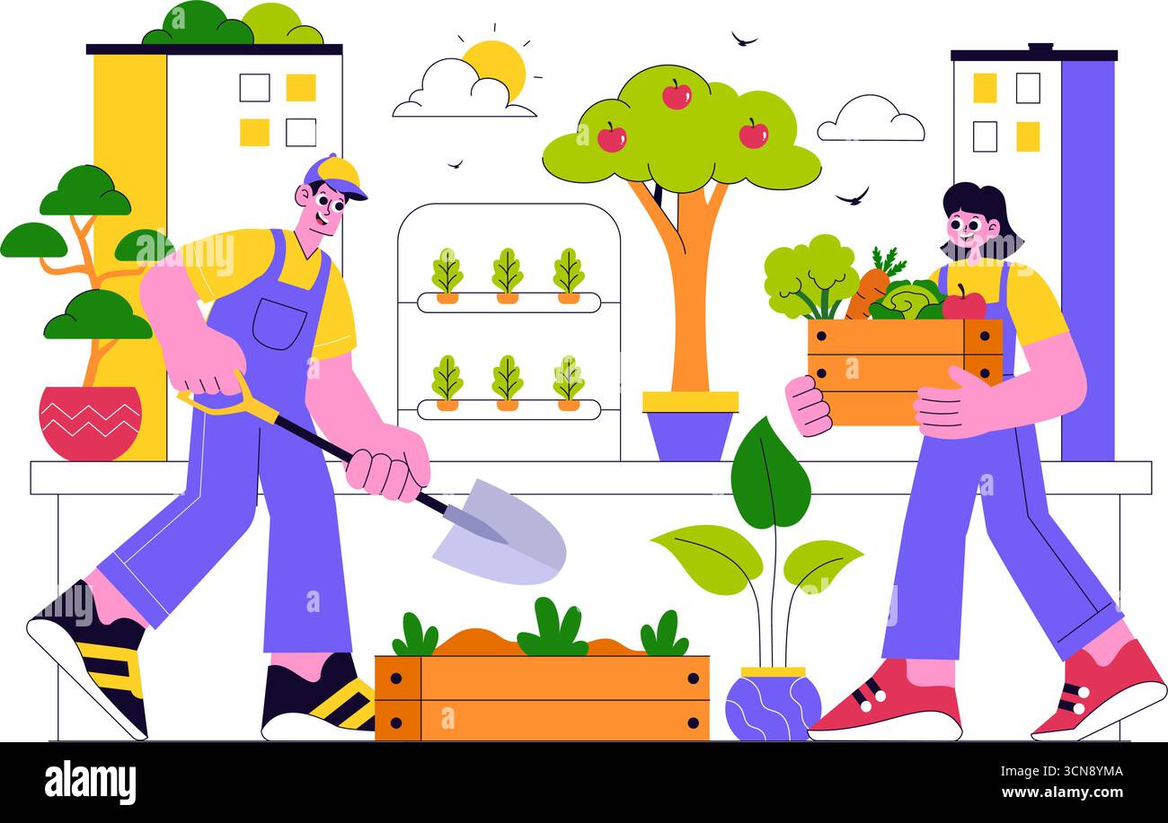 Growing vegetables urban Stock Vector Images - Alamy