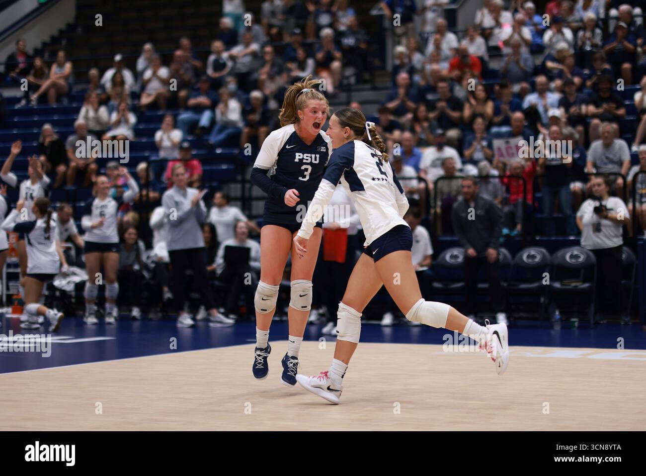 Penn State libero Gillian Grimes, left, and defensive specialist Ava ...