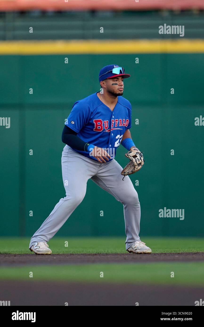 Buffalo Bisons second baseman Leo Jiménez (23) during an MiLB ...