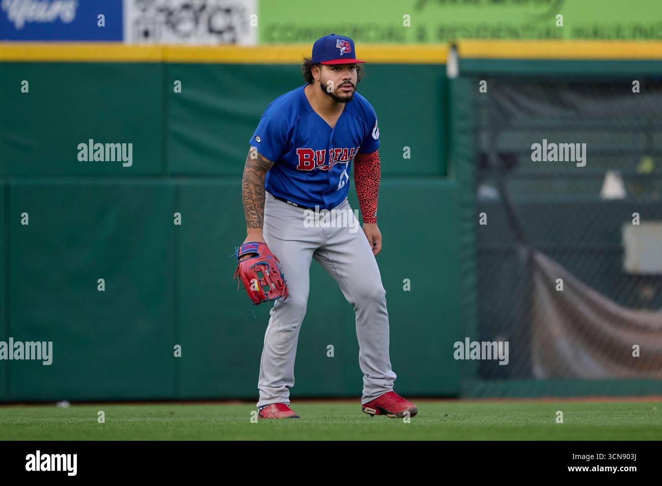 Buffalo Bisons outfielder Yohendrick Pinango (27) during an MiLB ...