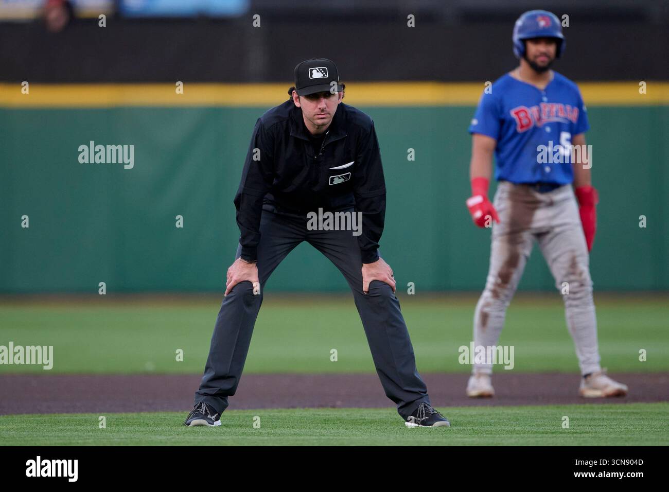 Umpire Macon Hammond during an MiLB International League baseball game ...