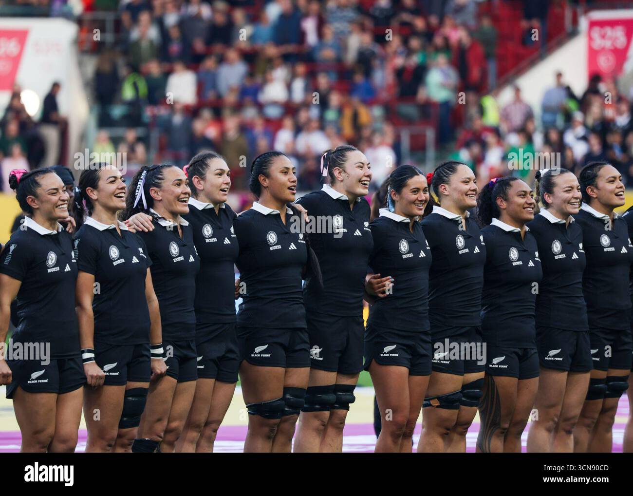Bristol, UK. 19th September 2025. Black Ferns line up for anthems ...