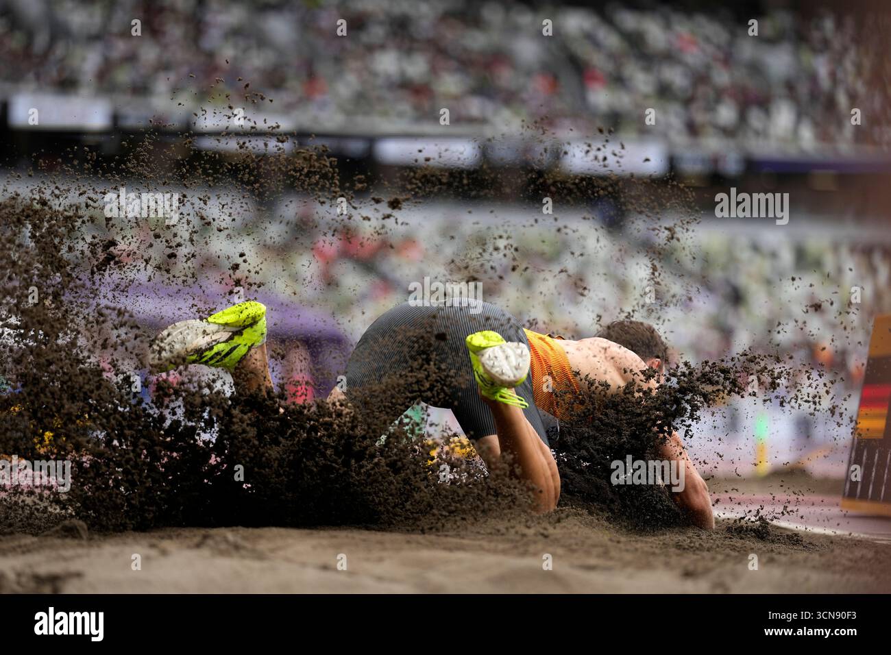 Germany's Niklas Kaul makes an attempt in the decathlon long jump at ...