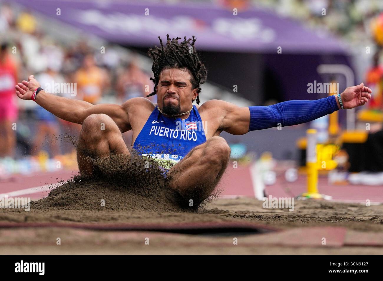 Puerto Rico's Ayden Owens-Delerme competes in the decathlon long jump ...
