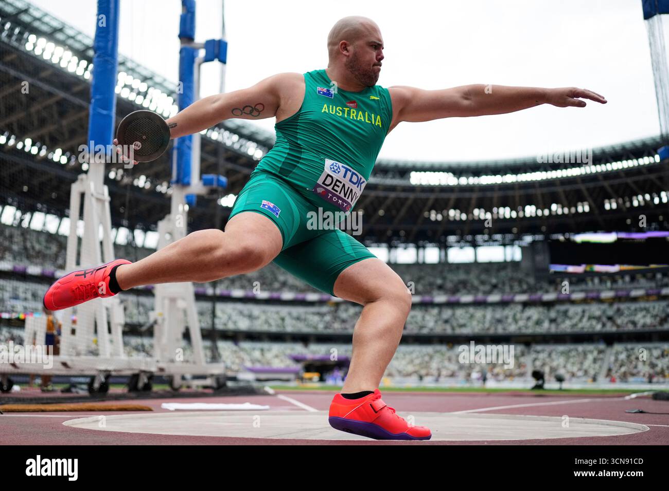 Australia's Matthew Denny competes during the men's discus throw ...