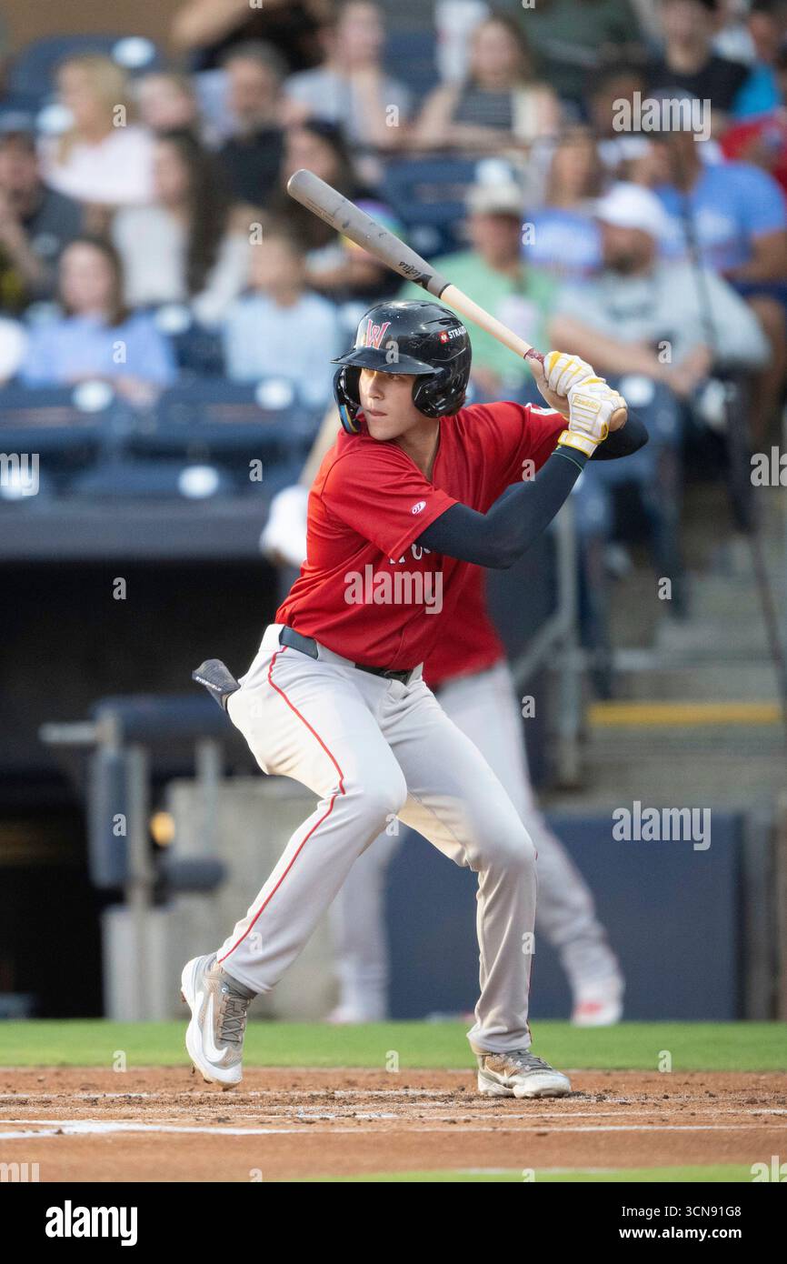Max Ferguson (41) of the Worcester Red Sox at bat during an ...