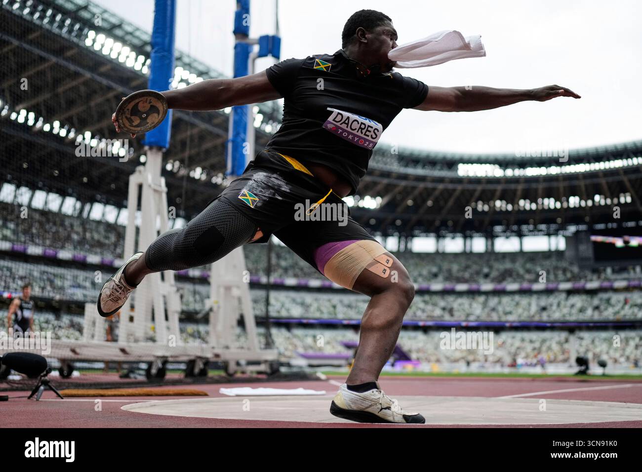 Jamaica's Fedrick Dacres competes during the men's discus throw ...